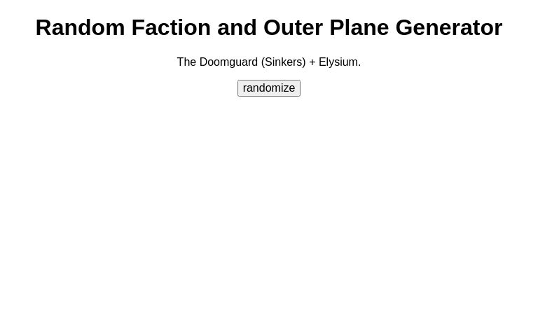 Random Faction and Outer Plane Generator