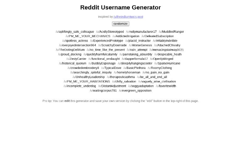 Reddit Username Generator