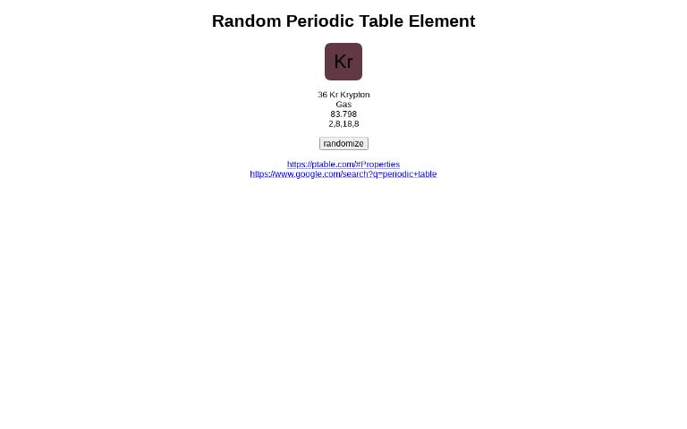 Random Periodic Table Element ― Perchance Generator