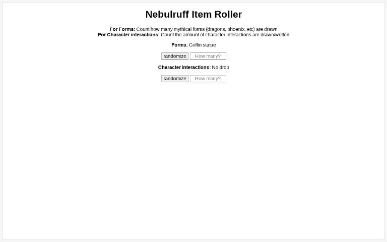 Nebulruff Item Roller ― Perchance Generator