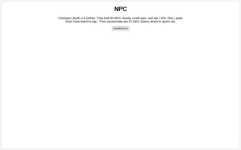 NPC ― Perchance Generator