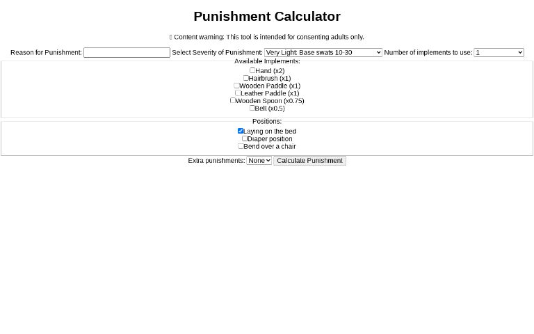 Punishment Calculator ― Perchance Generator