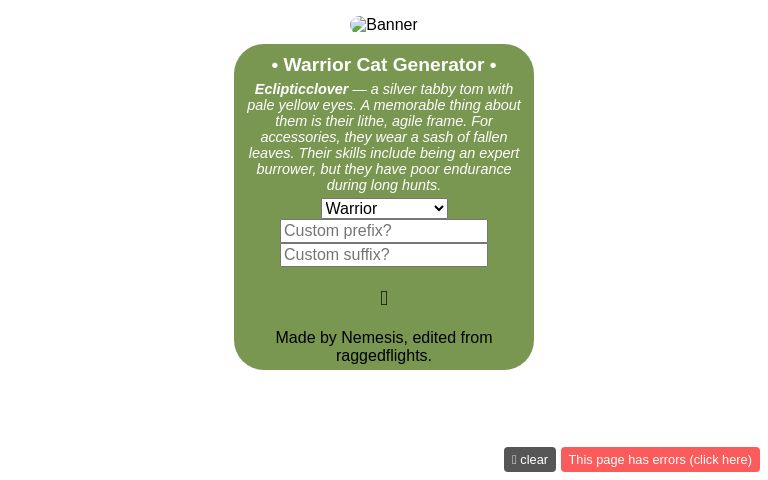 Warrior Cat Generator