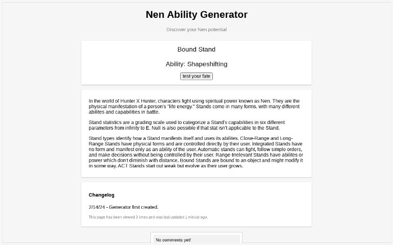 Nen Ability Generator