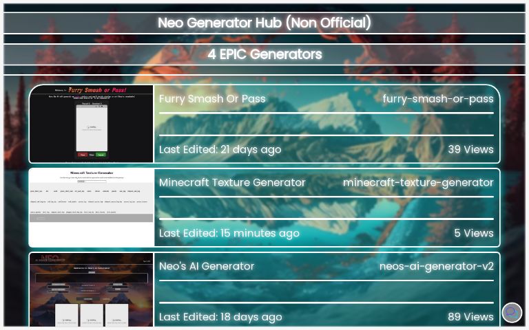 ️ Neo Hub ️ Unofficial ― Perchance Generator