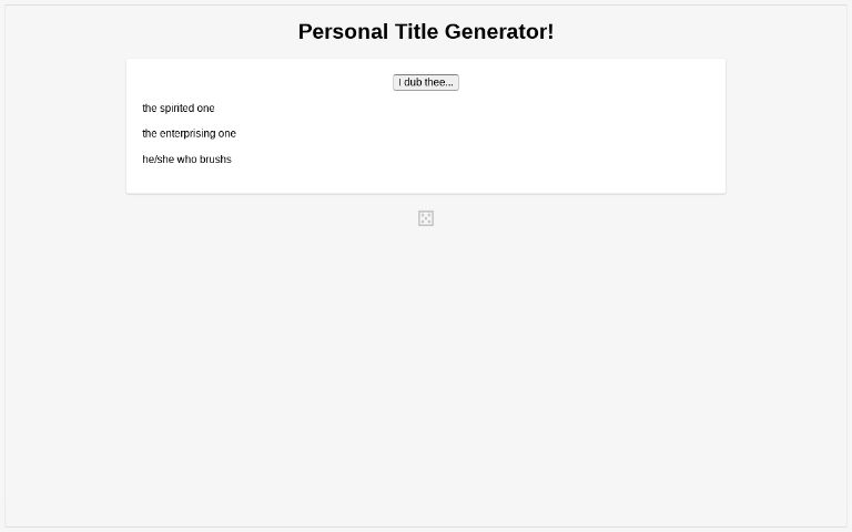 Personal Title Generator!
