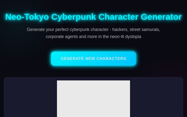 Neo-Tokyo Cyberpunk Character Generator