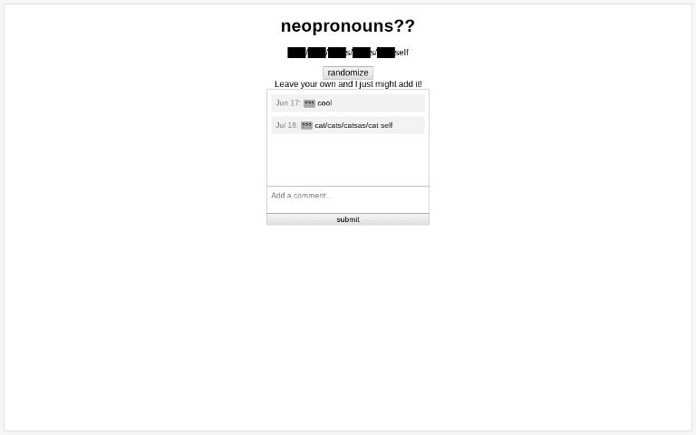 neopronouns?? ― Perchance Generator