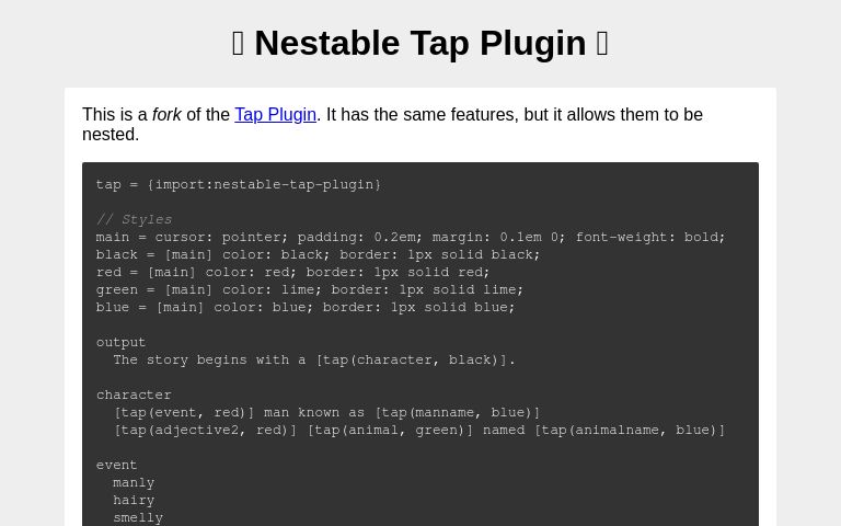 👆︎ Nestable Tap Plugin 🖱️︎