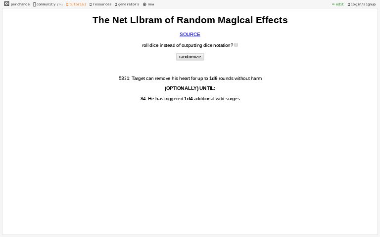 The Net Libram of Random Magical Effects ― Perchance Generator