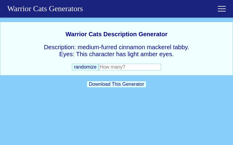Warrior Cats Description Generator