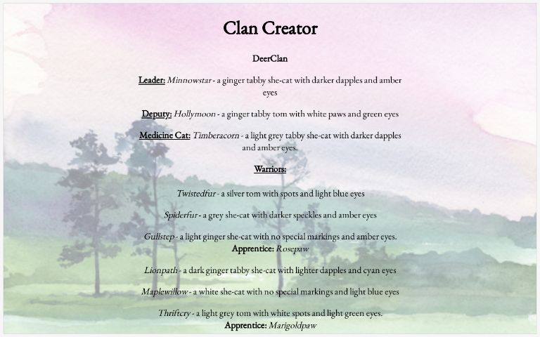Clan Creator ― Perchance Generator