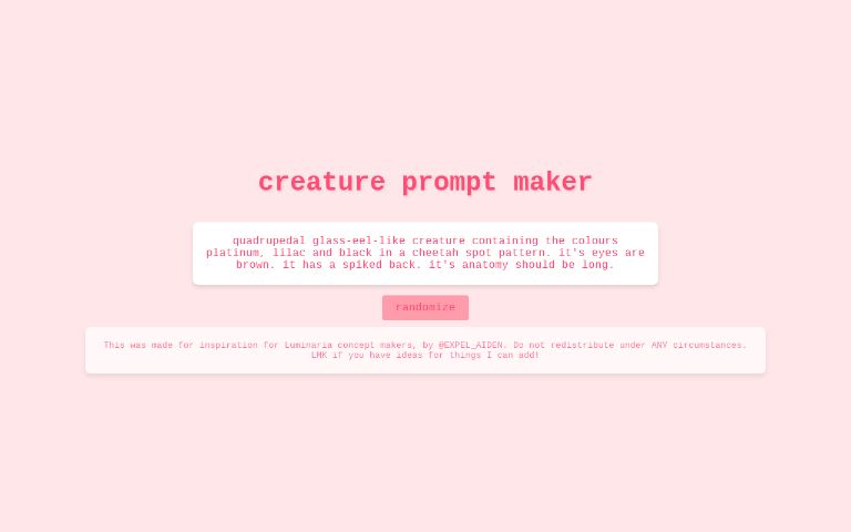 creature prompt maker ― Perchance Generator