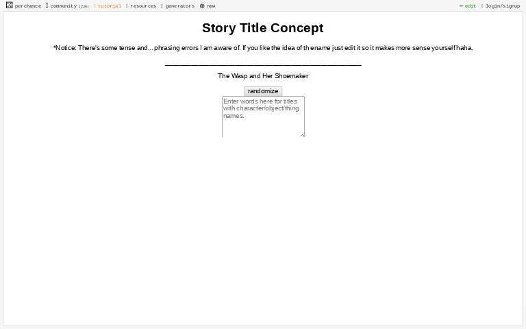 Story Title Concept ― Perchance Generator