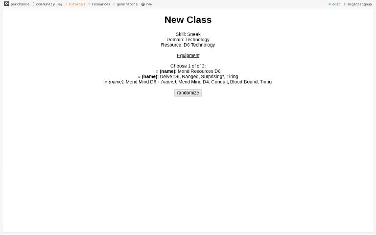 New Class ― Perchance Generator