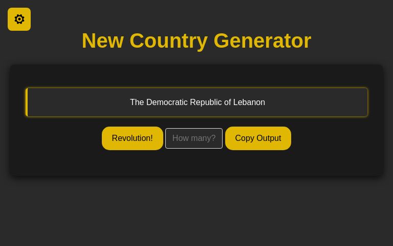 New Country Generator