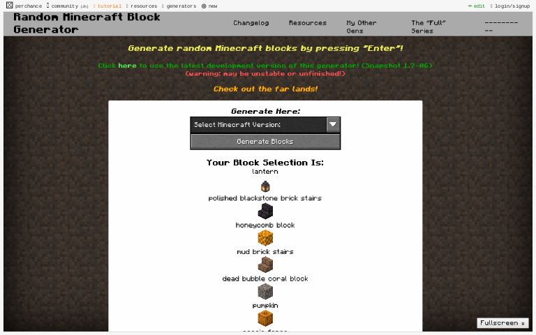 Minecraft Random Block Generator