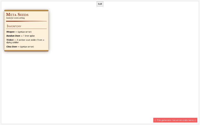 Seeds for meta setting ― Perchance Generator