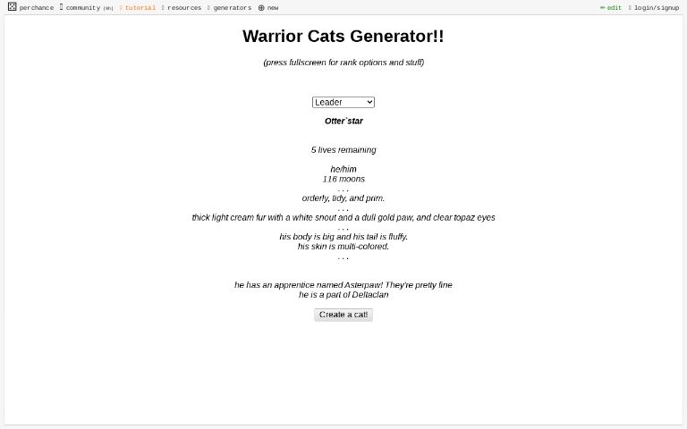 Warrior Cats Generator!!