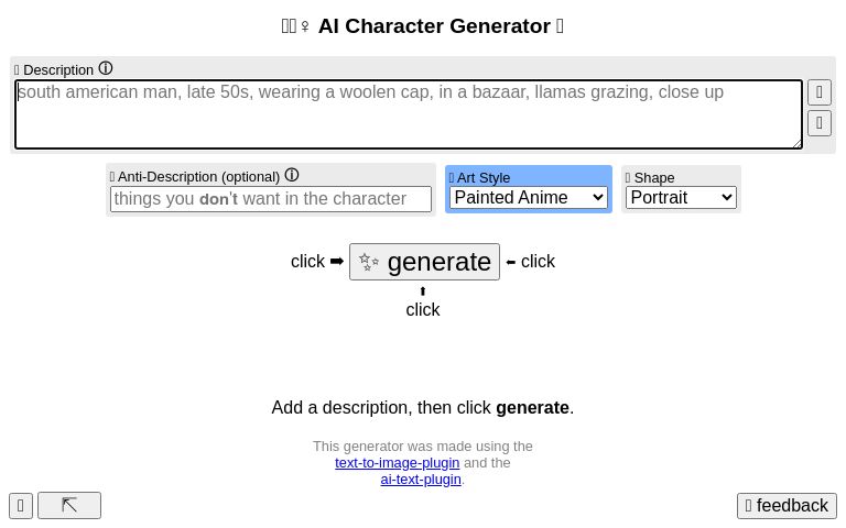 AI Character Generator (free, no sign-up, unlimited)