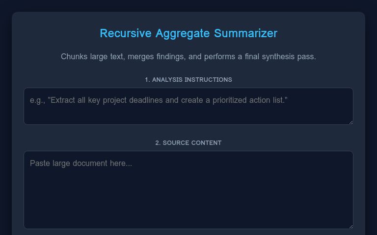 Recursive Aggregate Summarizer ― Perchance Generator