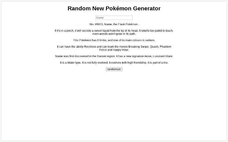 Random New Pokémon Generator