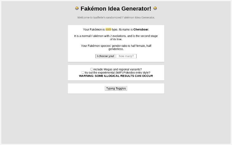Fakémon Idea Generator!