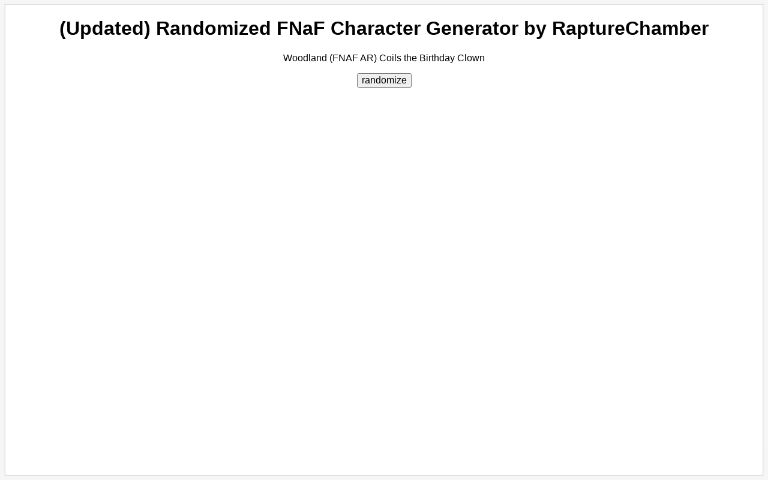 (Updated) Randomized FNaF Character Generator by RaptureChamber