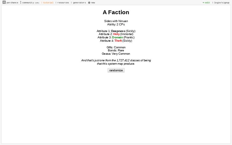 A Faction ― Perchance Generator