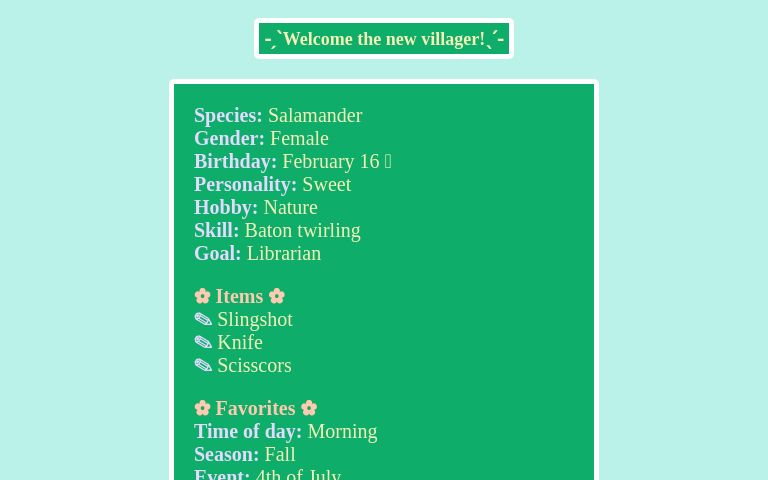 Animal Villager Generator