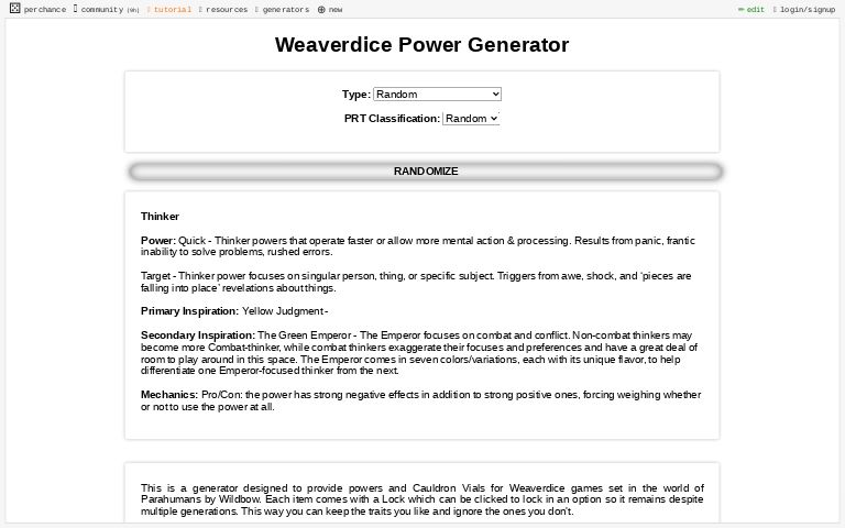 Weaverdice Power Generator