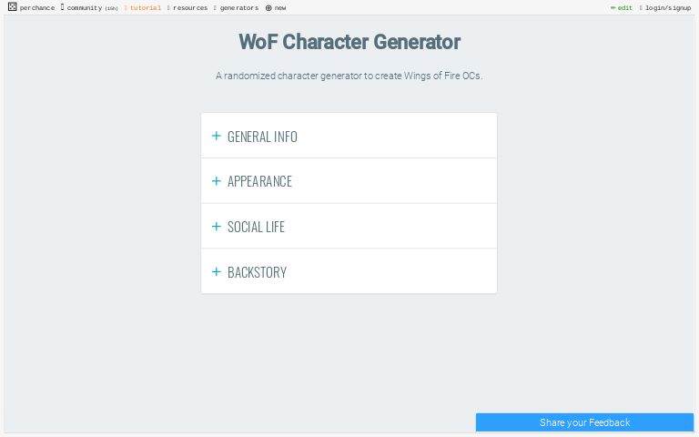 WoF Character Generator