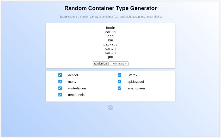 newchecboxparty2 ― Perchance Generator