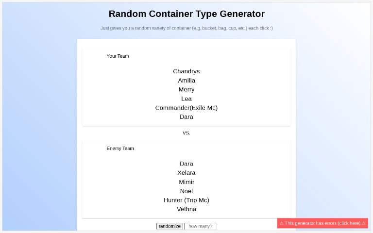 Random Container Type Generator