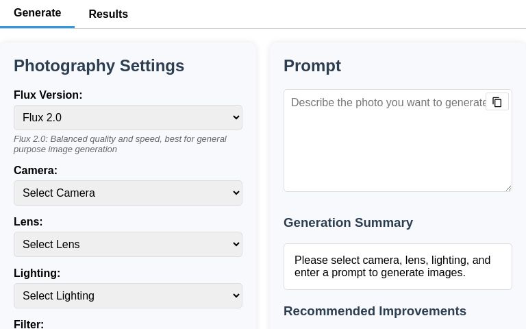 Photography Settings ― Perchance Generator