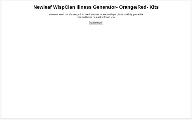 Newleaf WispClan Illness Generator- Orange/Red- Kits