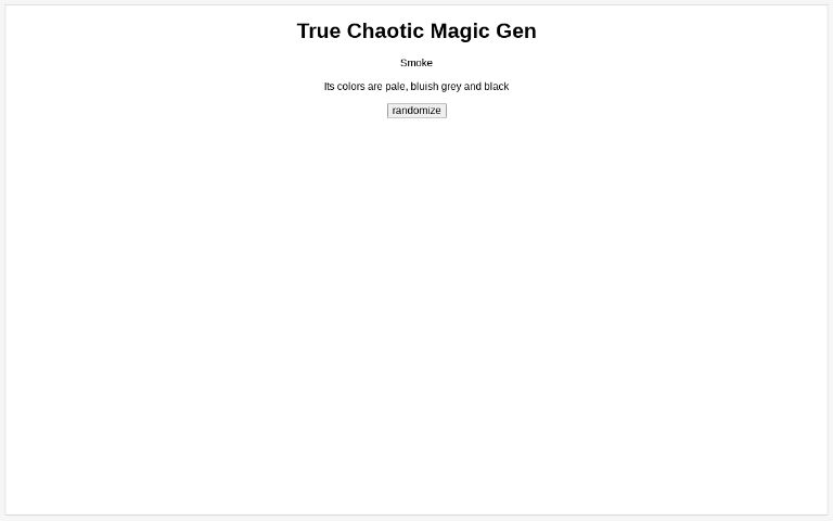 True Chaotic Magic Gen ― Perchance Generator