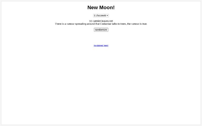 New Moon! ― Perchance Generator