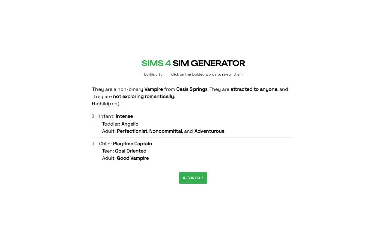 SIMS 4 YA-E SIM GENERATOR