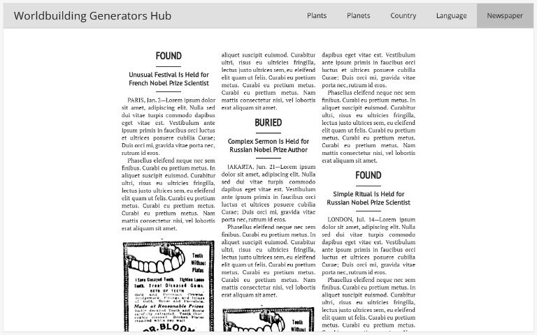 Newspaper Multi-Column Template ― Perchance Generator