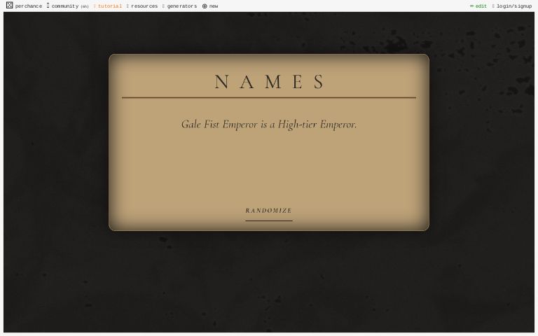 names ― Perchance Generator