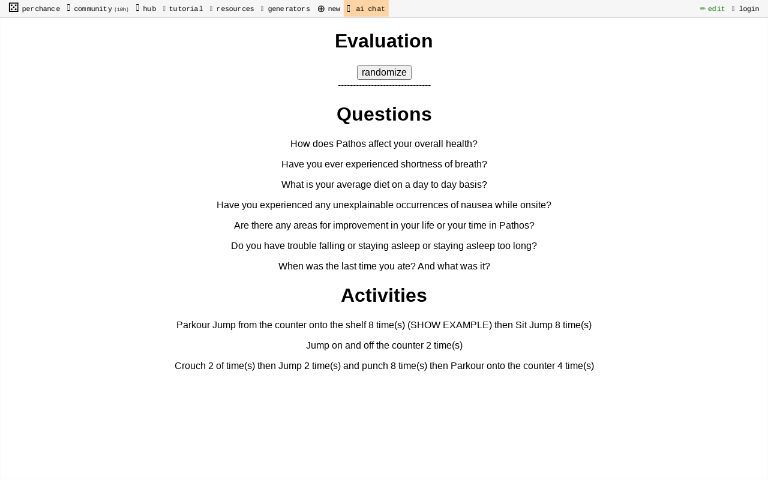 Evaluation ― Perchance Generator