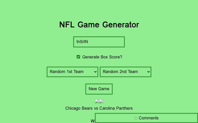 NFL Game Generator