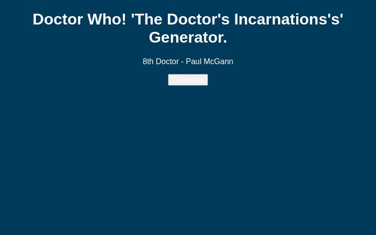 Doctor Who! 'The Doctor's Incarnations's' Generator.