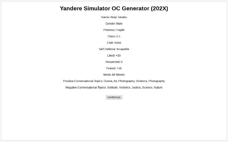 Yandere Simulator OC Generator (202X)