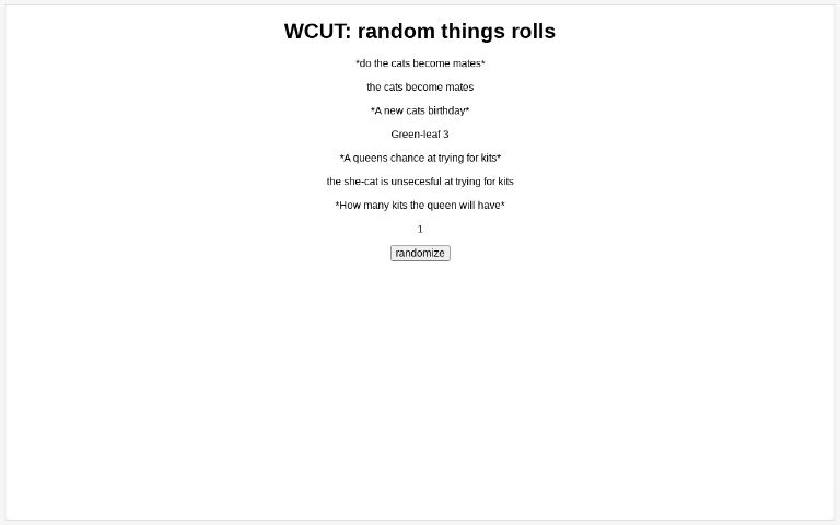 WCUT: random things rolls ― Perchance Generator