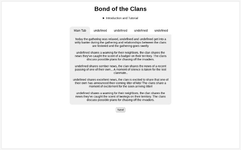 Bond of the Clans ― Perchance Generator