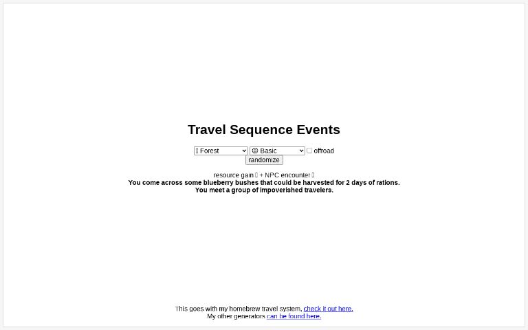 Travel Sequence Events ― Perchance Generator