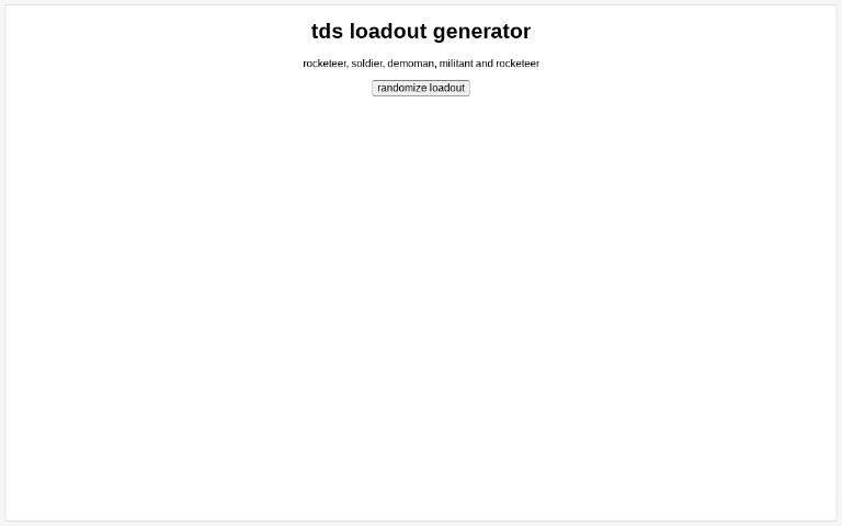 tds loadout generator