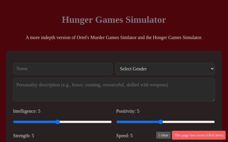 Hunger Games Simulator ― Perchance Generator